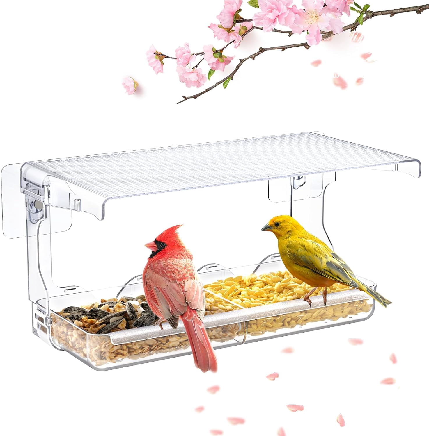 Window Bird Feeder for Outdoors, Clear Birds Feeders Mounted with Self ...