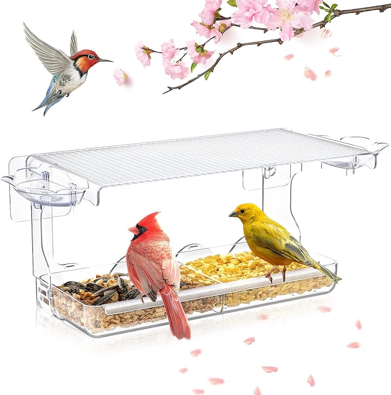 Window Bird Feeder for Outdoors, Clear Birds Feeders Window Mounted ...