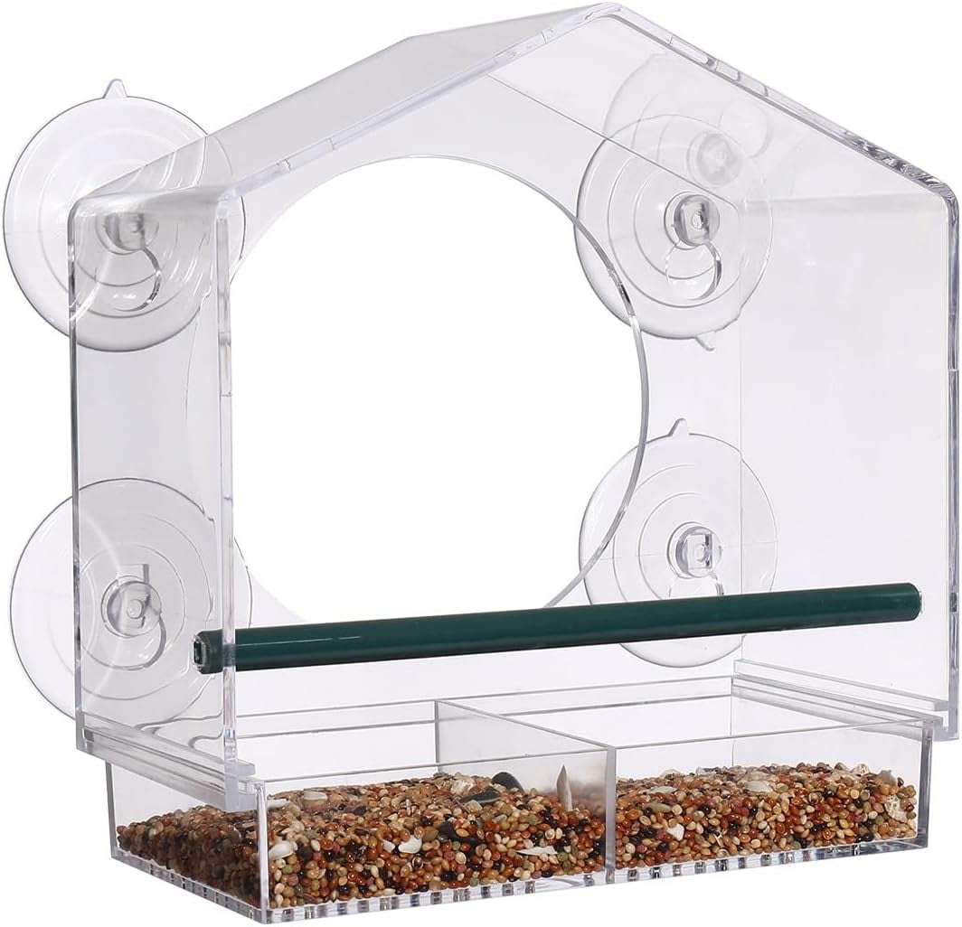 Window Bird Feeder with Strong Suction Cups, Transparent Acrylic Bird ...