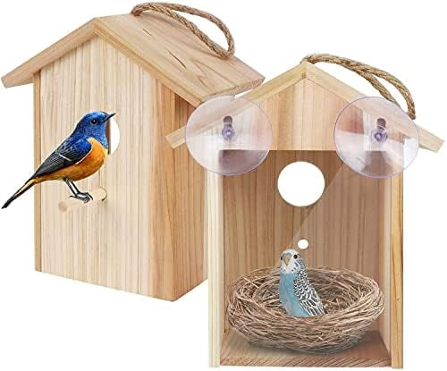 Window Bird House for Outside with Strong Suction Cup, Upgraded See ...