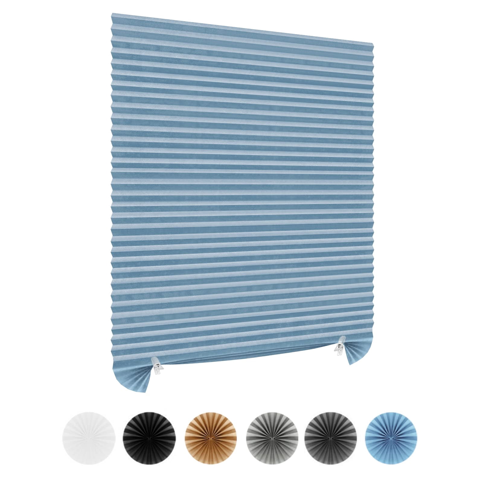 Window Blinds Blue - 1 Pack 35"W x 59"H Temporary Pleated Paper Home ...