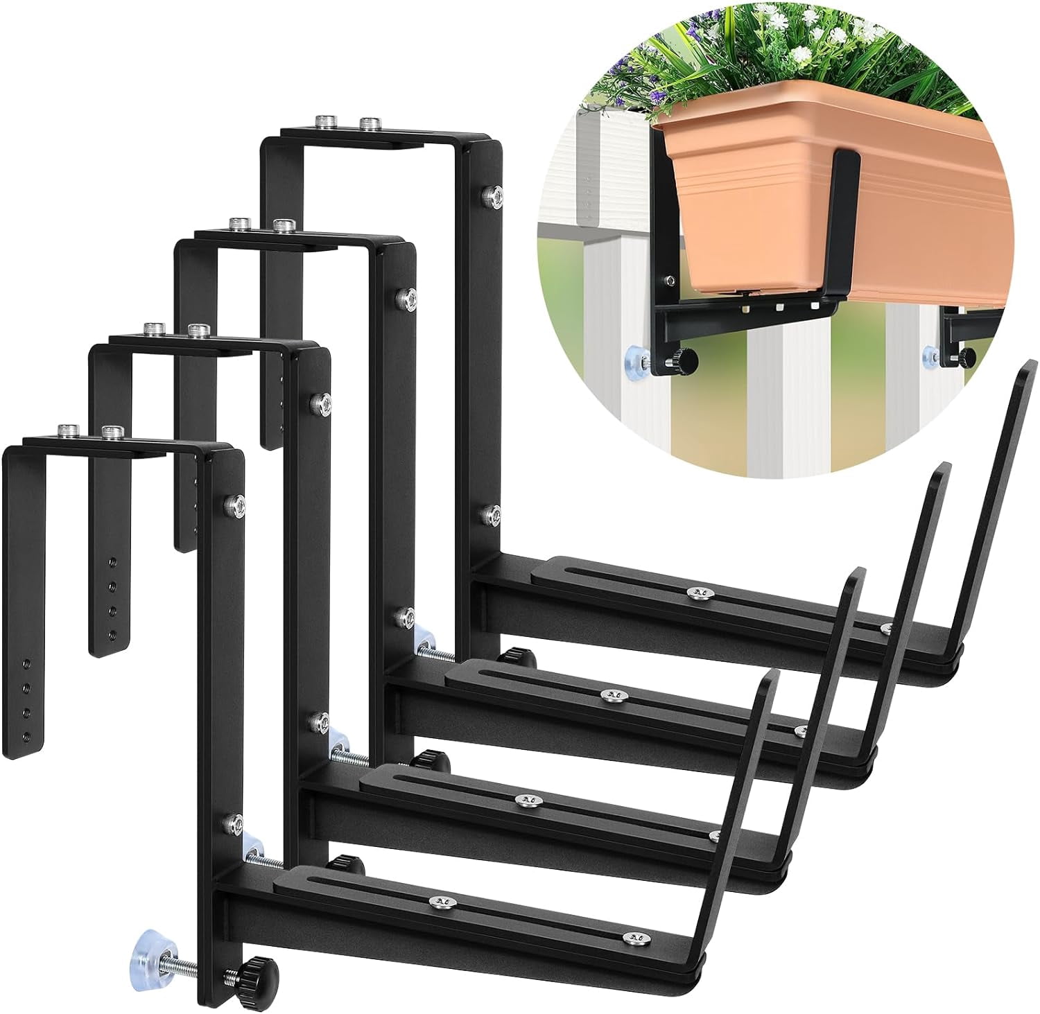 Window Box Brackets, Adjustable Planter Box Brackets, Heavy Duty Iron ...
