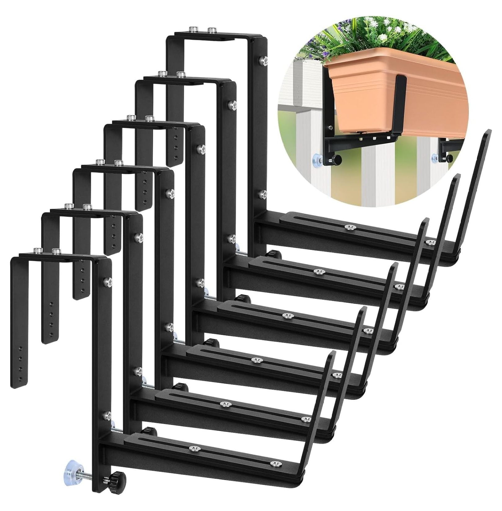 Window Box Brackets, Adjustable Planter Box Brackets, Heavy Duty Iron ...