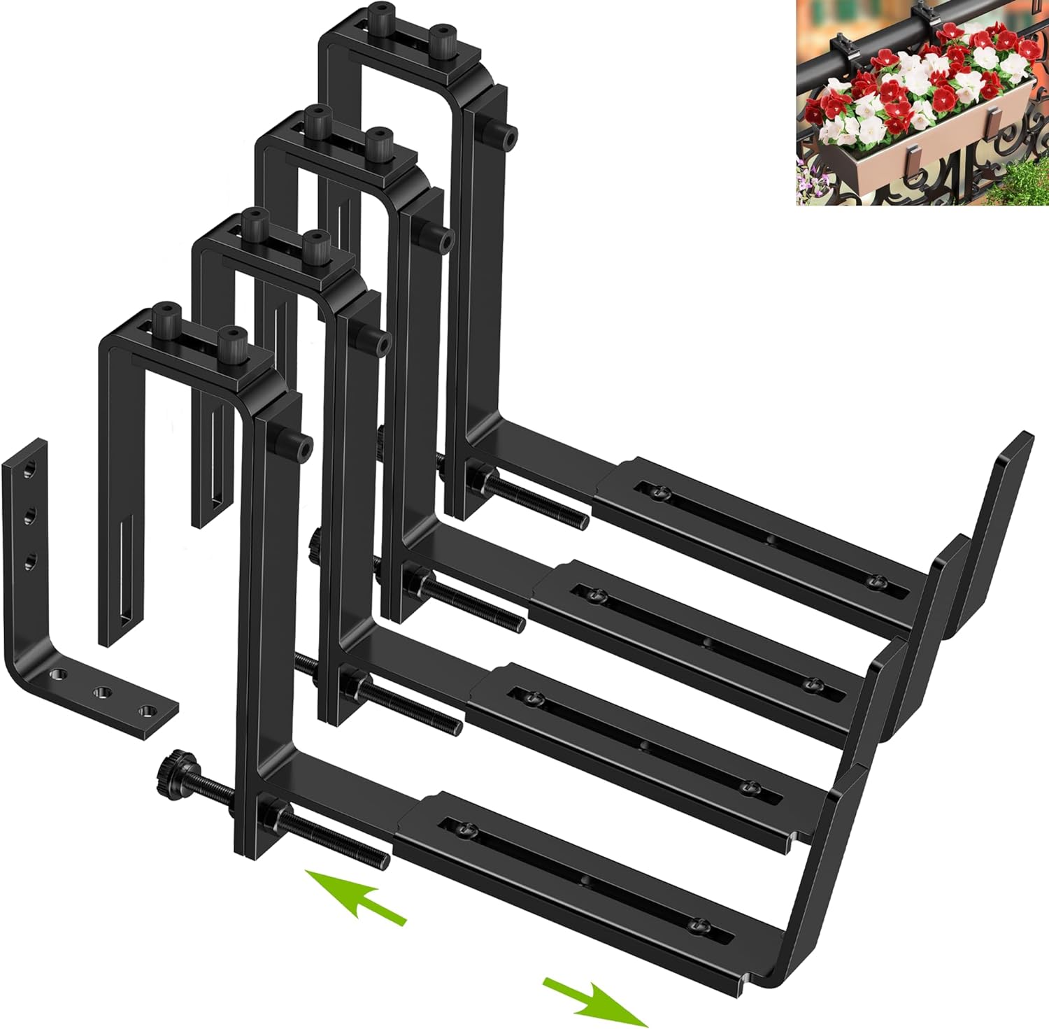 Window Box Brackets, Heavy Duty Iron Adjustable Planter Flower Box ...