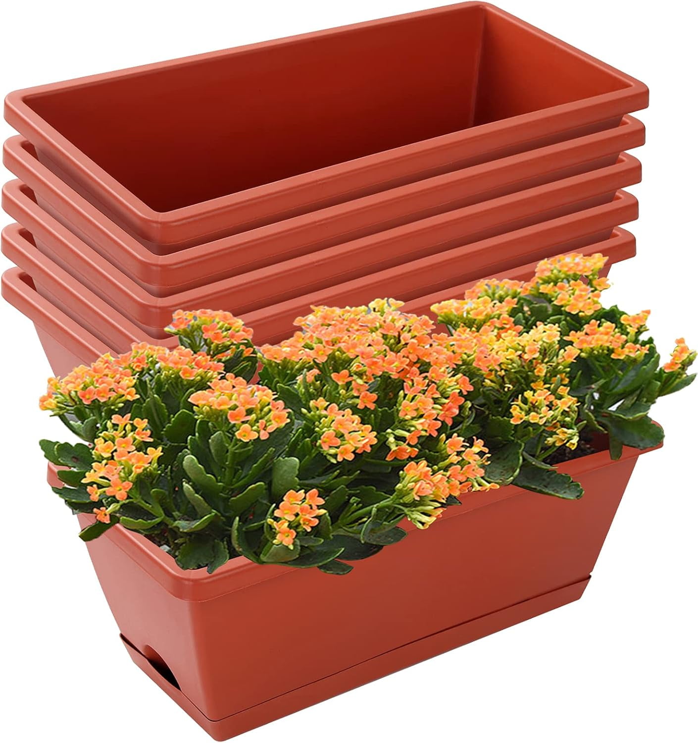 Window Box Planter, 10 Pack Plastic Vegetable Flower Planters Boxes 17 ...