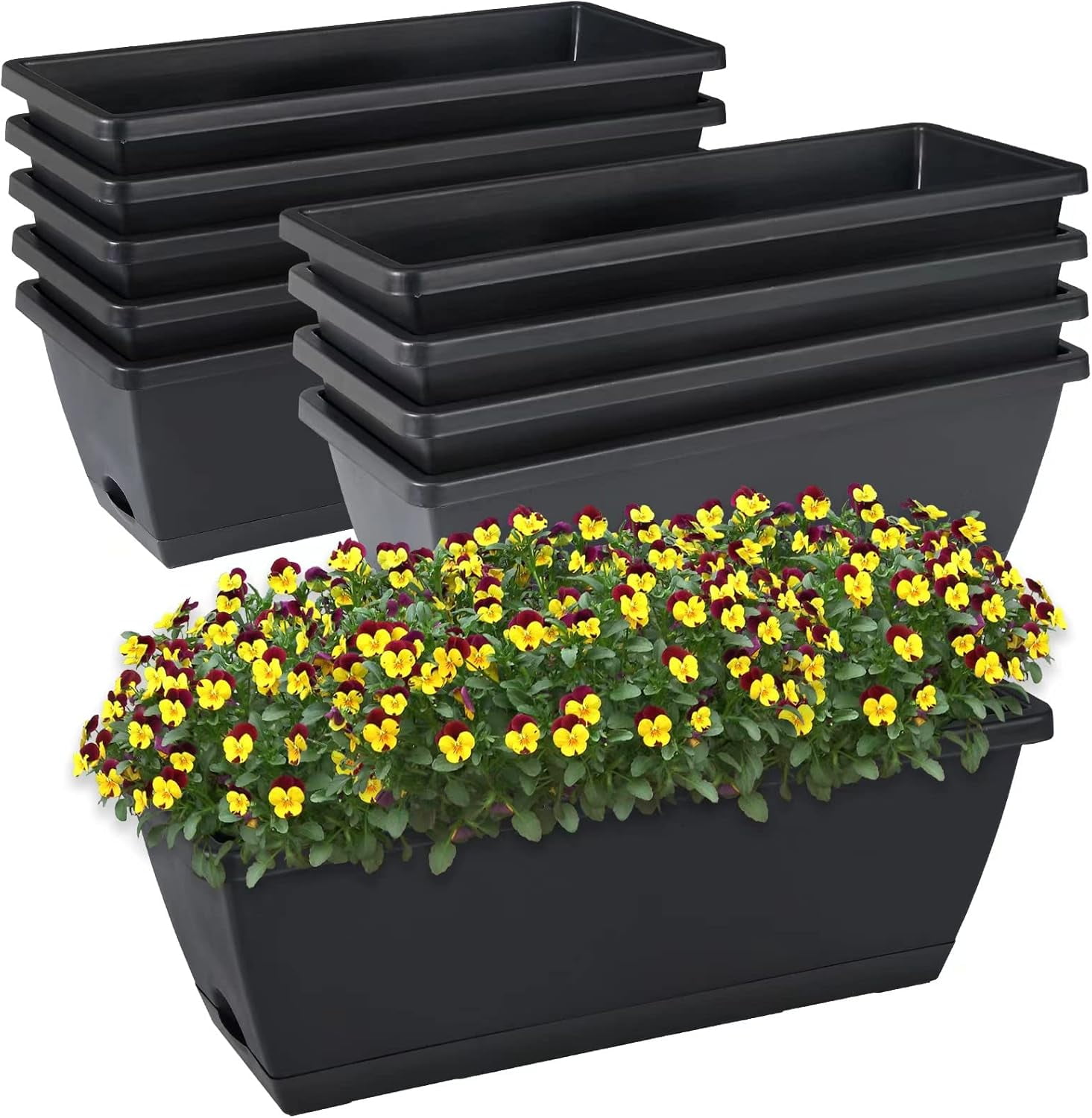 Window Box Planter, 12 Pack Plastic Vegetable Flower Planters Boxes 17 ...
