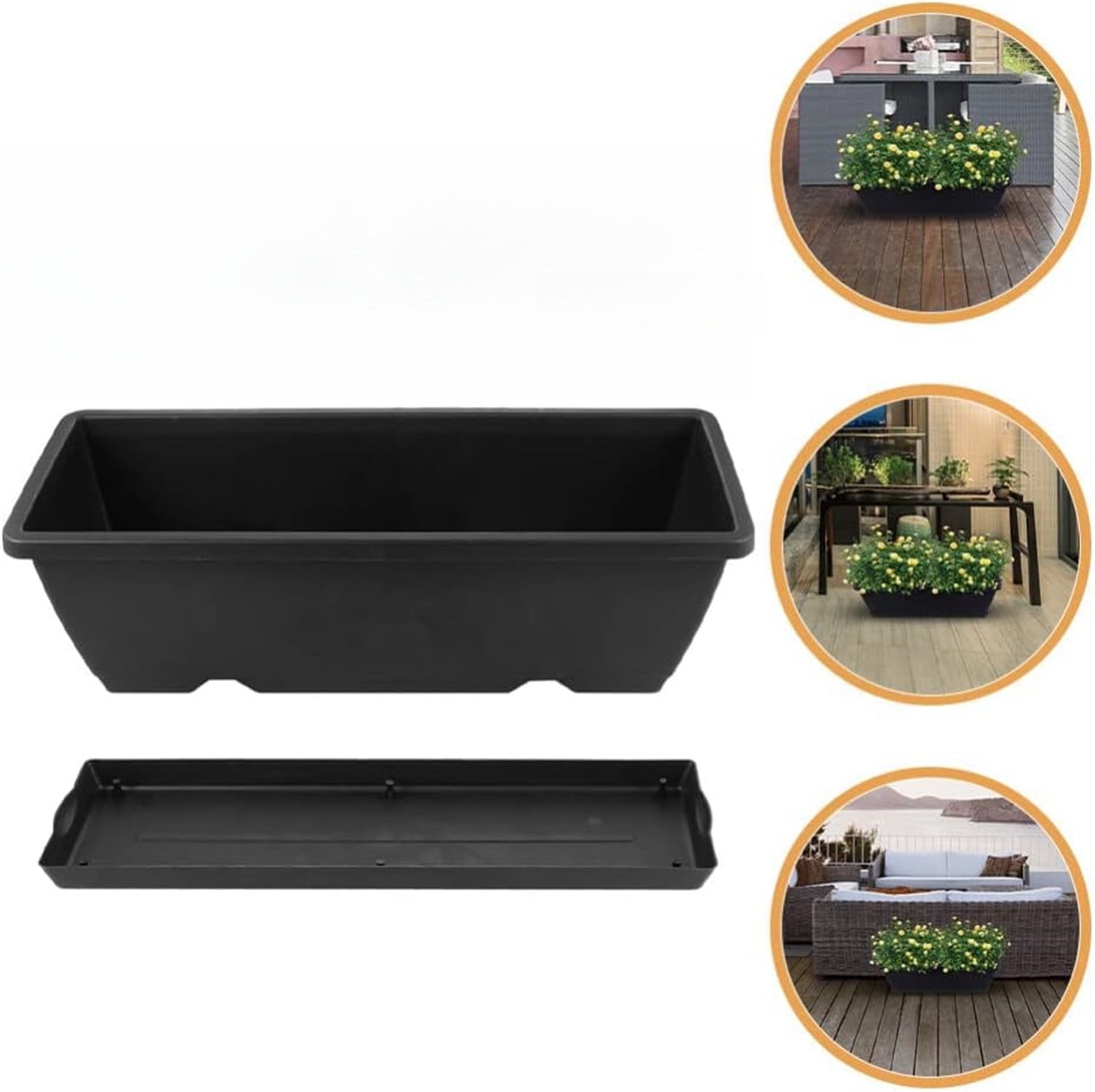 Window Box Planter, 17 inches Rectangle Planters Box with Drainage ...