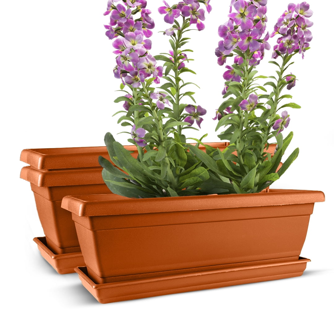 Window Box Planter 20" Pack of 3 Terracota - Classic Line - Walmart.com