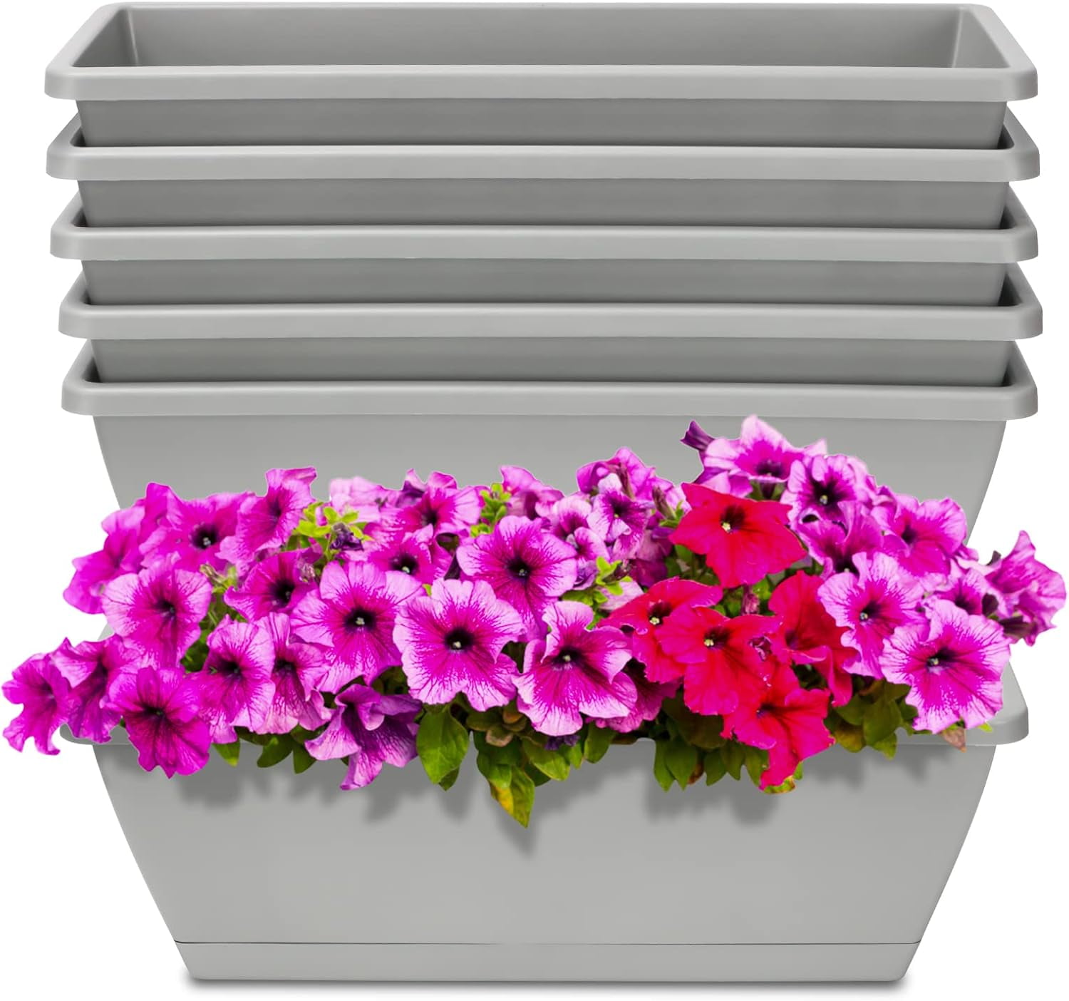 Window Box Planter, 6 Packs 17 Inches Rectangle Planters Box with ...