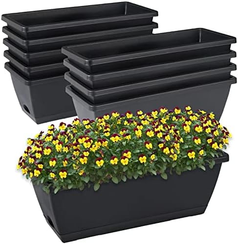 Window Box Planter, 7 Pack Plastic Vegetable Flower Planters Boxes 17 ...