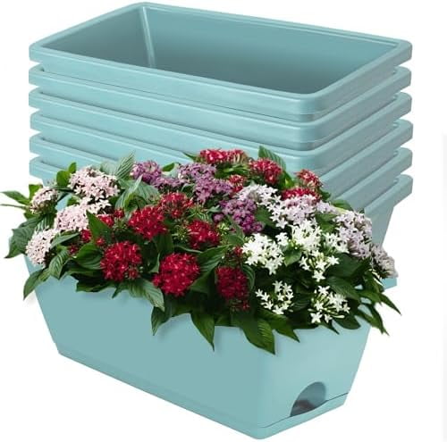Window Box Planter, 7 Pack Plastic Vegetable Flower Planters Boxes 17 ...