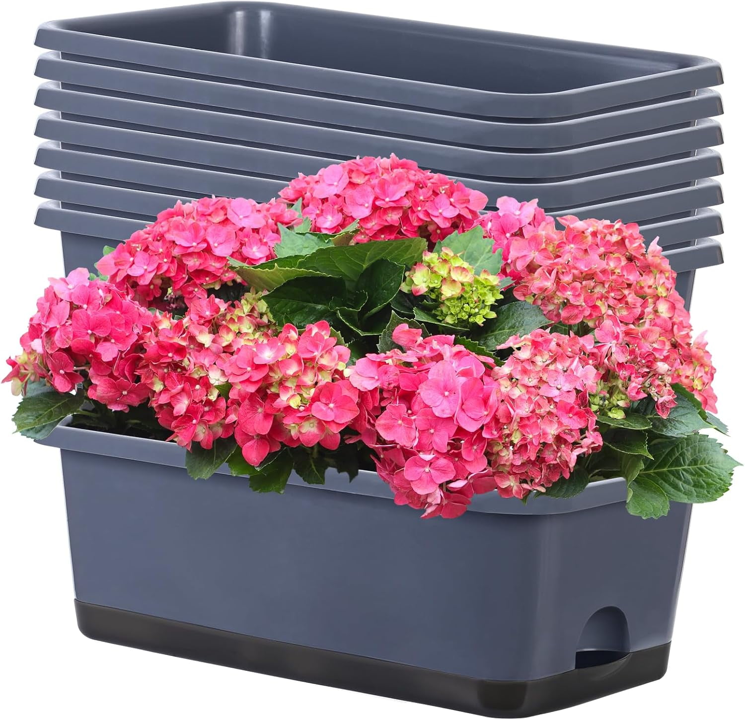 Window Box Planter 8 Pcs, 17 Inches Rectangle Flower Pots with Drainage ...