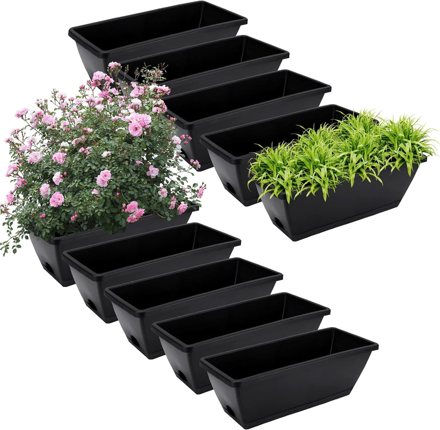 Window Box Planter, Large Rectangular Flower Planter Boxes with Shelf ...