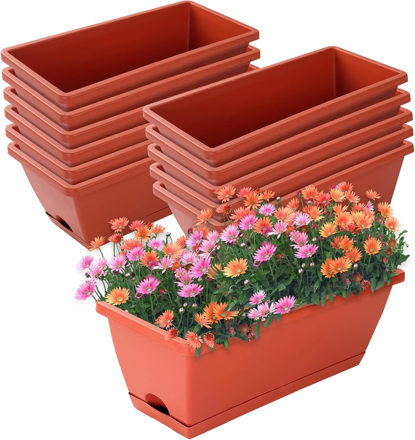 Window Box Planter, Plastic Vegetable Flower Planters Boxes Rectangular ...