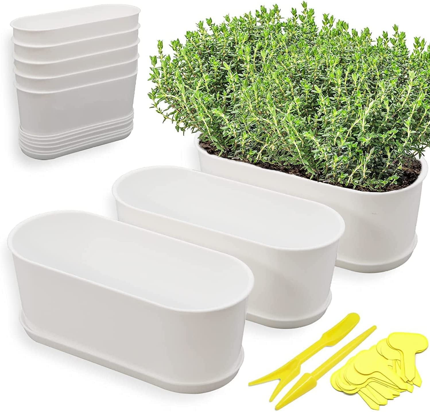 Window Box Planter with Saucers, 10 Sets Rectangular Planter with ...