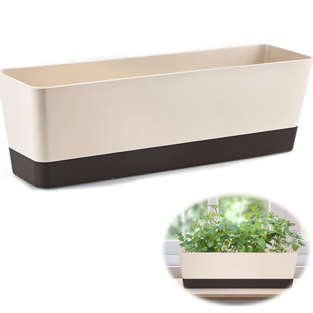 Window Box Planters Yahome 12 Inches Rectangular Planter with Tray ...