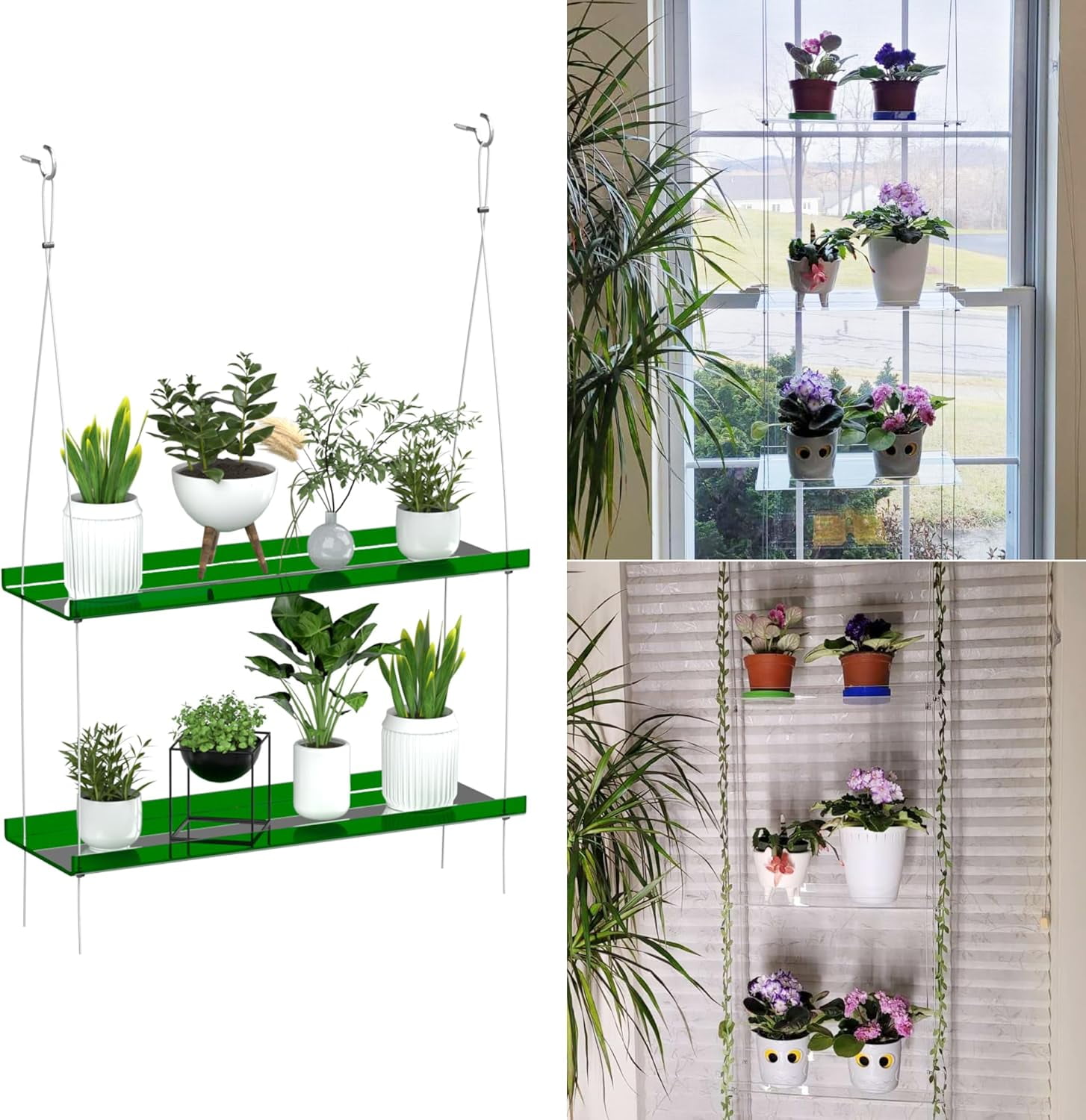 Window Boxes Plant Shelves for Windows, Acrylic Hanging Window Plant ...
