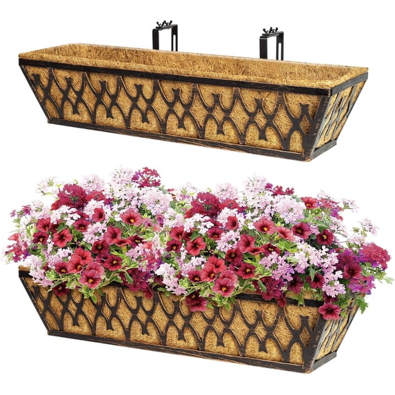 Window Boxes Planters: 2 Pack 24 Inch Railing Planter Box with ...