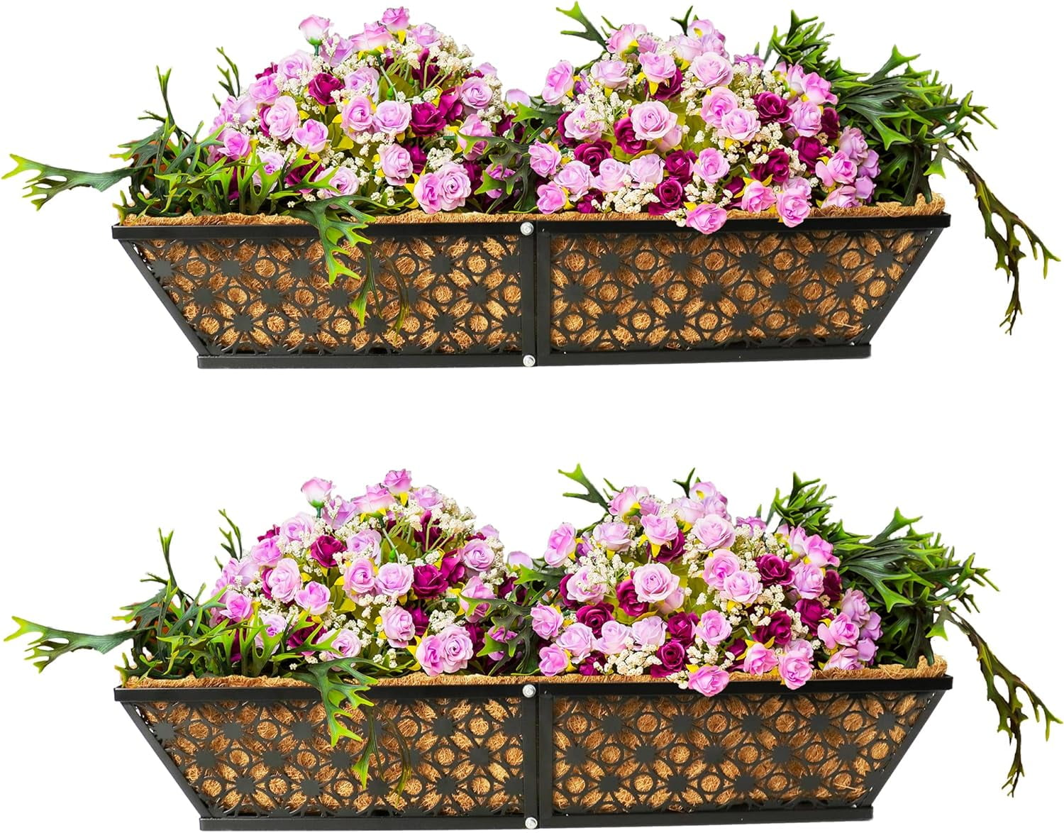 Window Boxes Planters，Deck Railing Planter with Coco Liner，24 inch ...