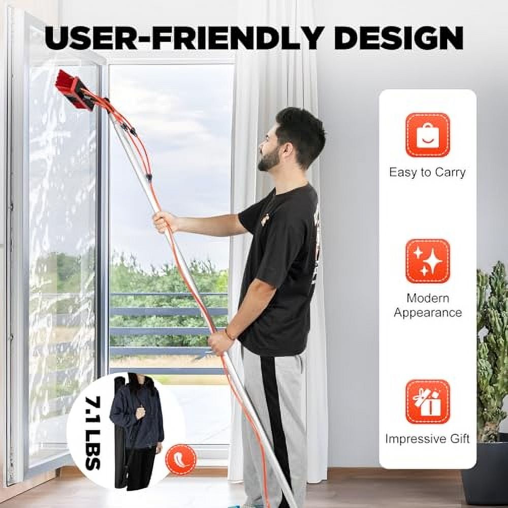 Window Brush with Extension Pole Professional Window Squeegee Cleaner ...