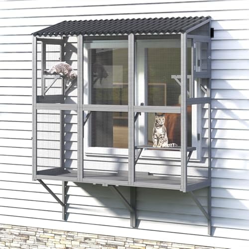Window Catio, Outdoor Cat Catio for Multiple Indoor Cats with 4 Jump ...