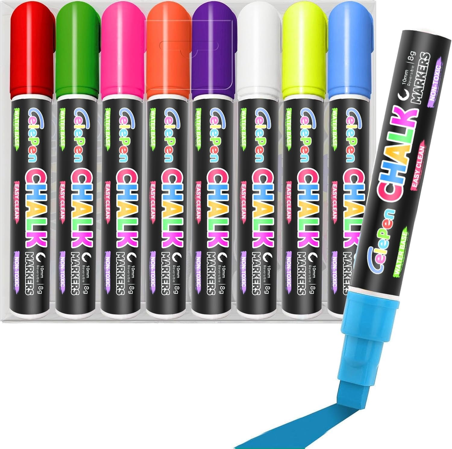 Window Chalk Markers for Cars Glass Washable, 8 Colors Jumbo Liquid ...