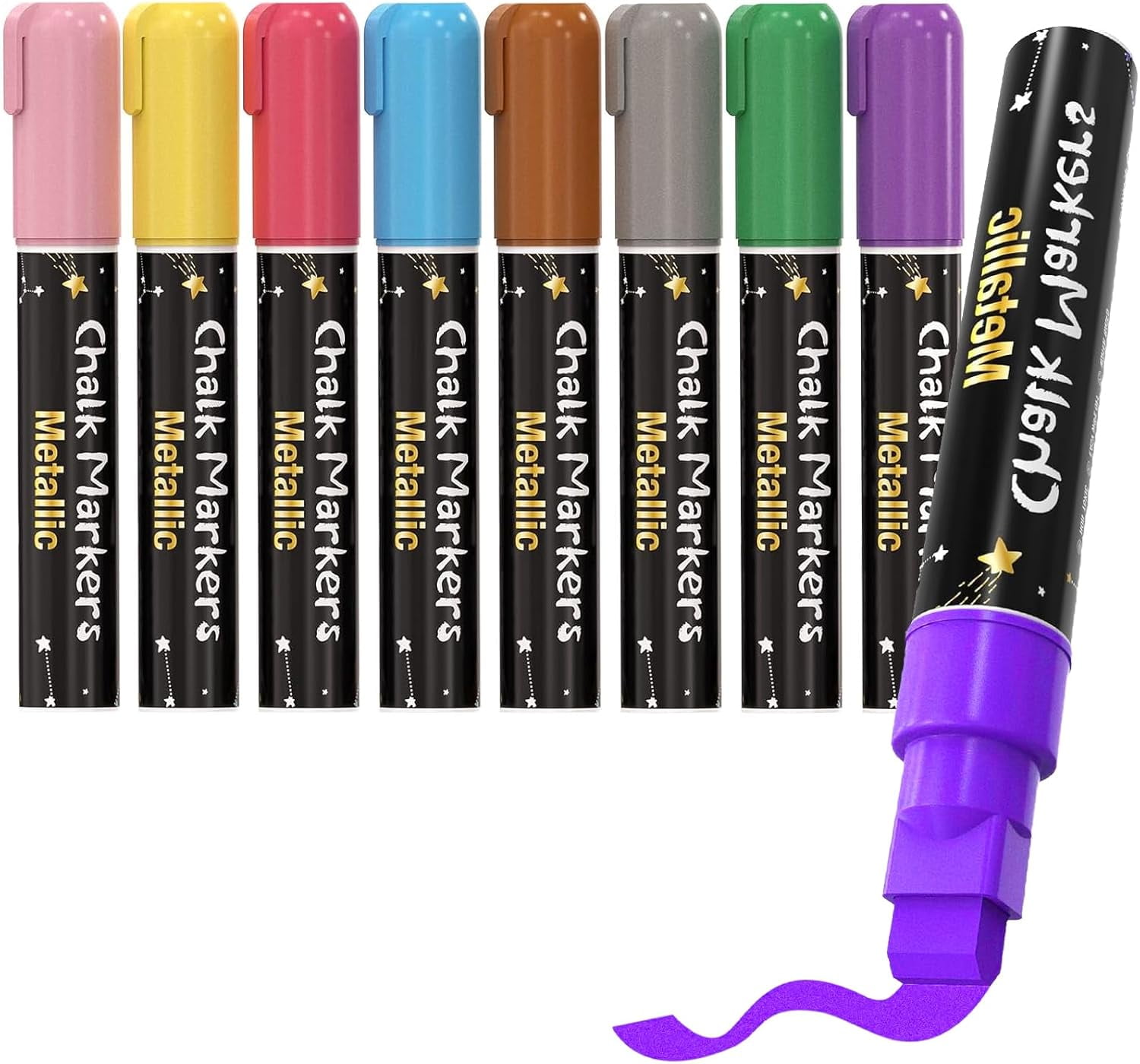 Window Chalk Markers for Cars Glass Washable, 8 Colors Metallic Jumbo ...