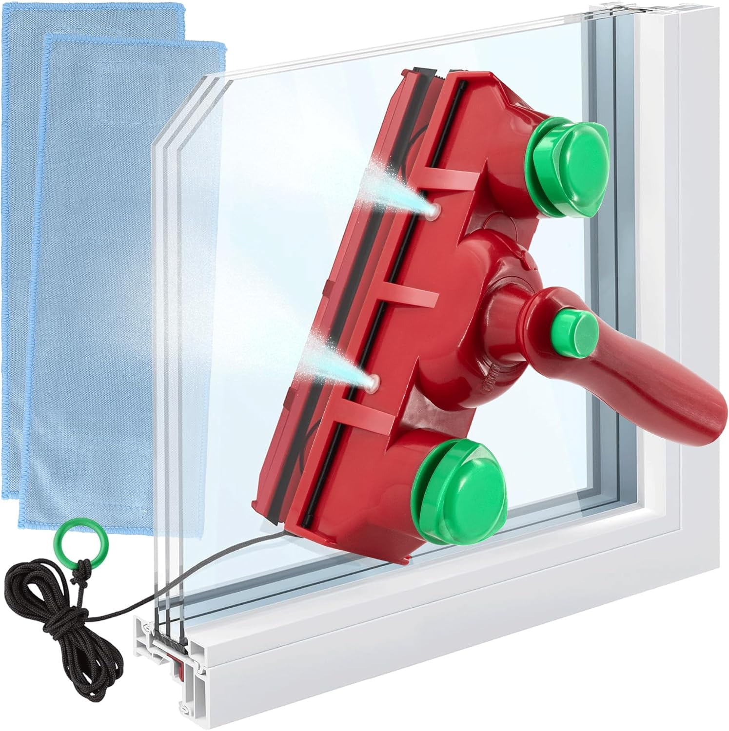 Window Cleaner for Exterior Windows with Adjustable Magnet & Built-in ...