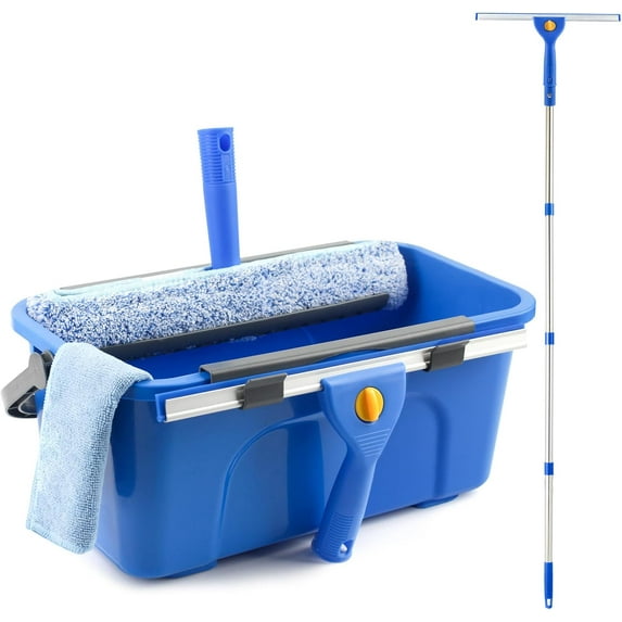 Window Cleaning Kit with Bucket 3 Gallon, 14" Window Squeegee and 15 ...