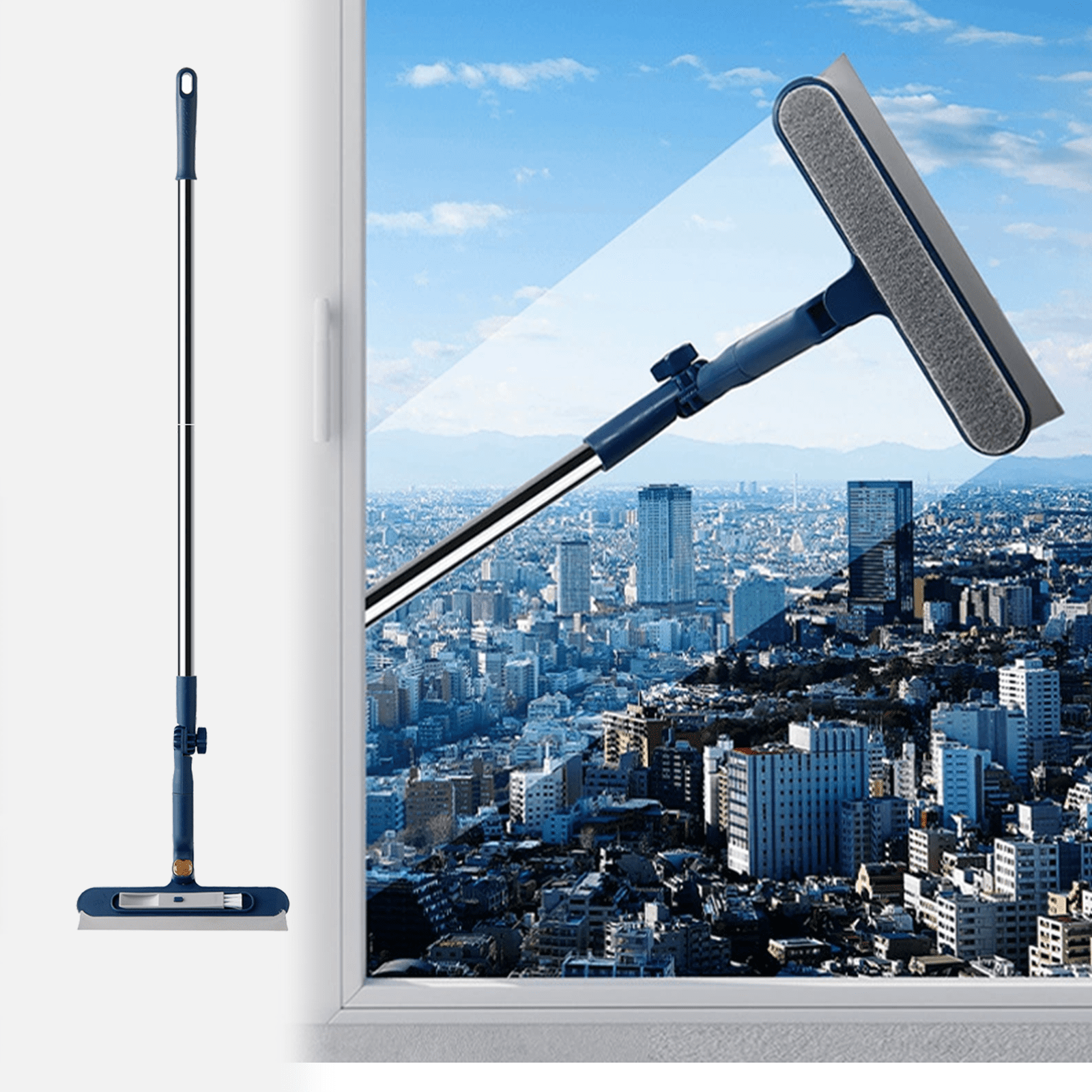 Window Cleaning Mop for Exterior Windows,Scraper and Wipe 2 in1 Window ...