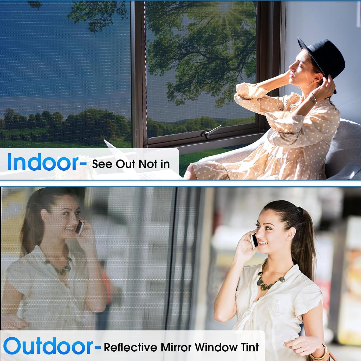 Window Cling Privacy Film, See Out Not in, One Way Window Tint for Home, Reflective Mirror Film ...