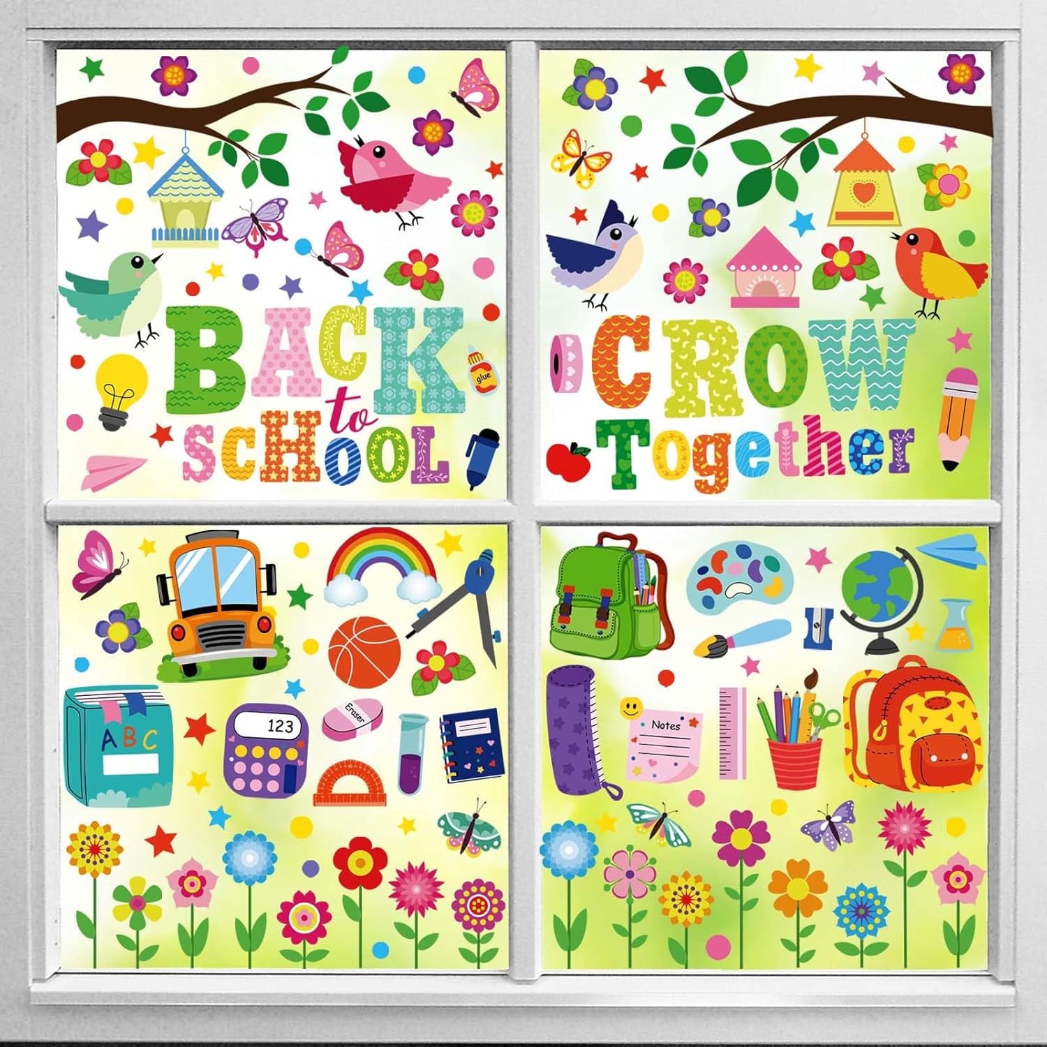 Window Clings 9sheets 139pcs Back to School Stickers Decorations for ...