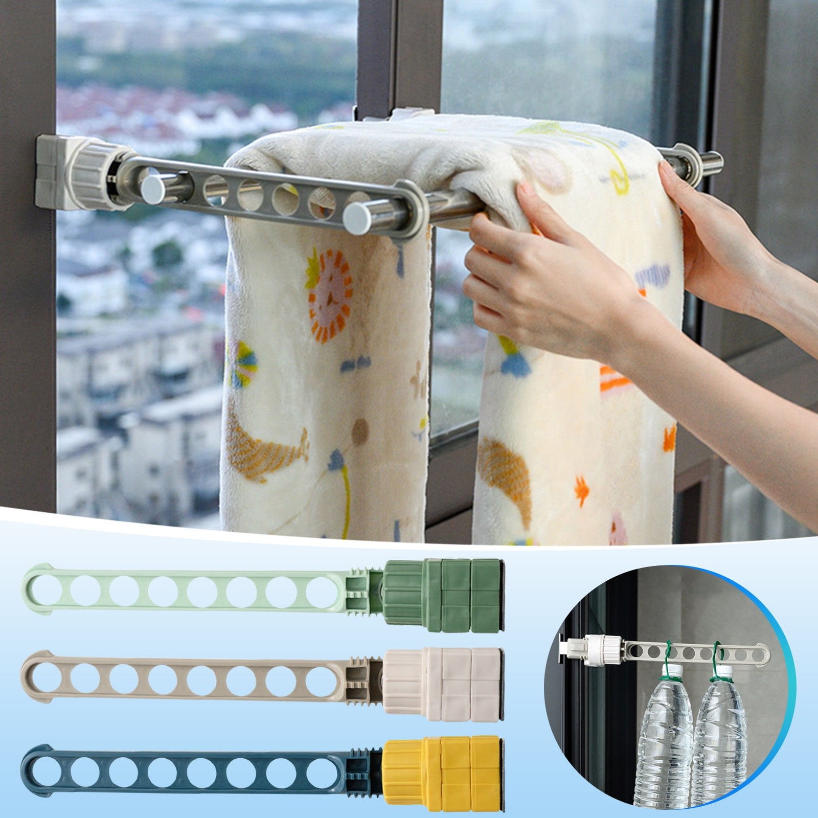 Window Clothes Hanger Non-Perforated 8-Hole | Portable Folding Garment ...