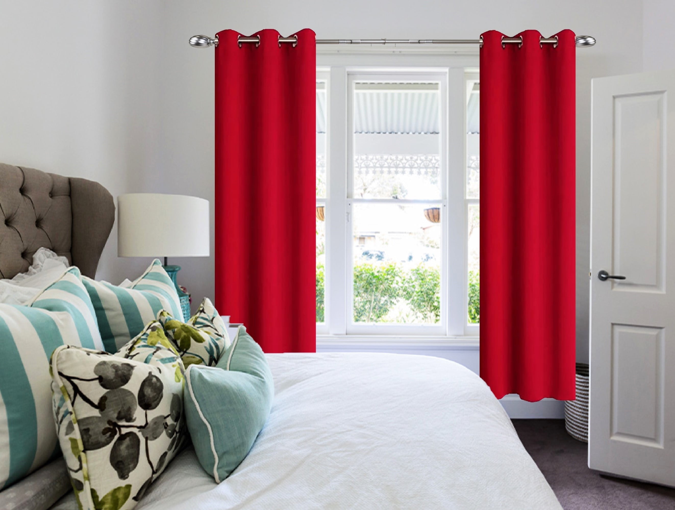 Window Curtain Blackout Room Darkening K68 red color thermal drapes for ...