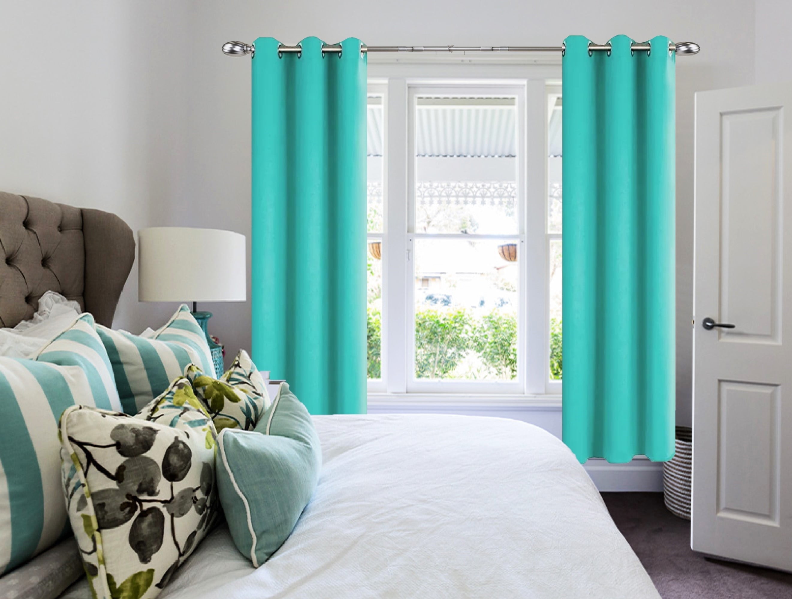 Window Curtain Blackout Room Darkening K68 teal color thermal drapes ...