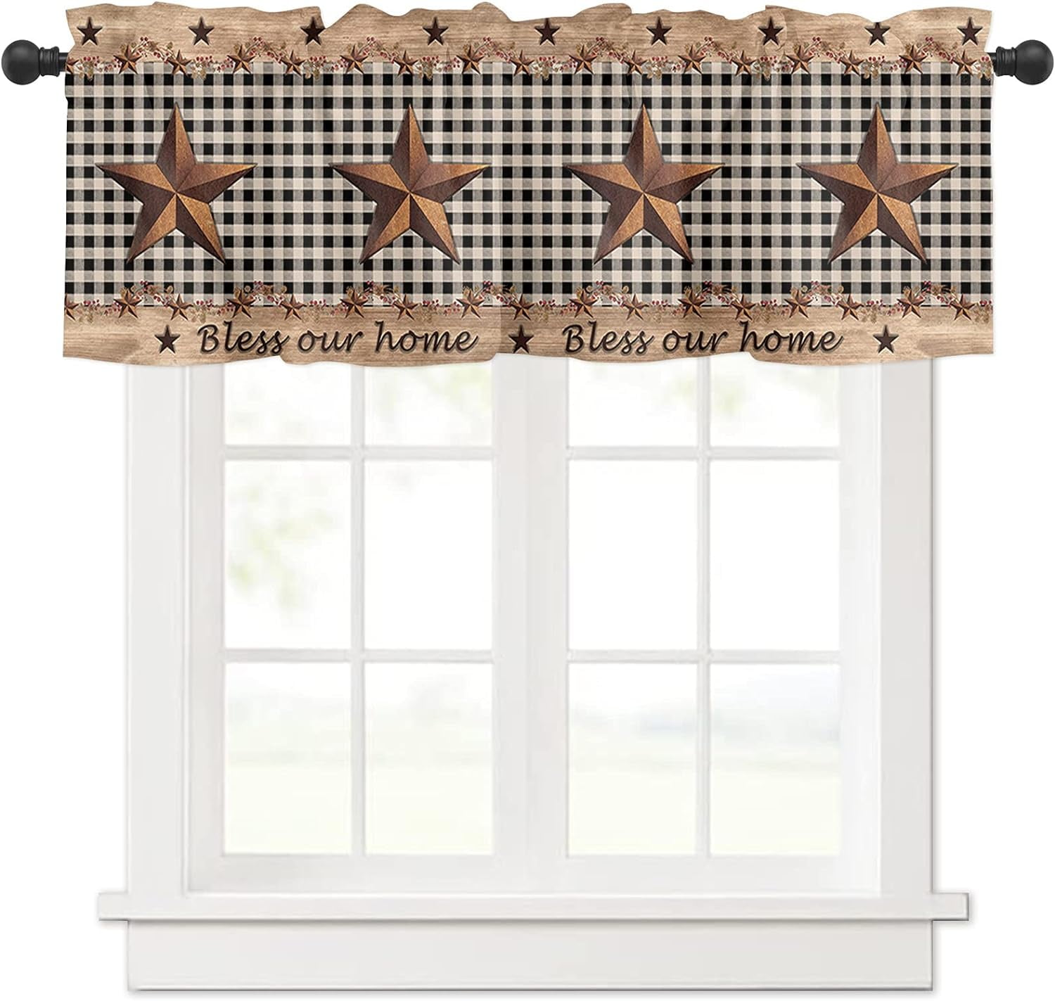 Window Curtain Kitchen Valance for Living Room Western Texas Star and ...
