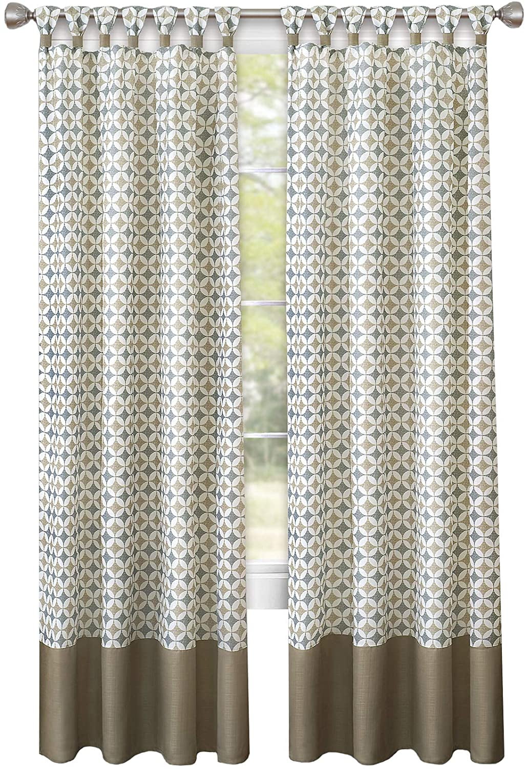 Window Curtain Panel Drapes with Double Layer Plaid Gingham Design ...