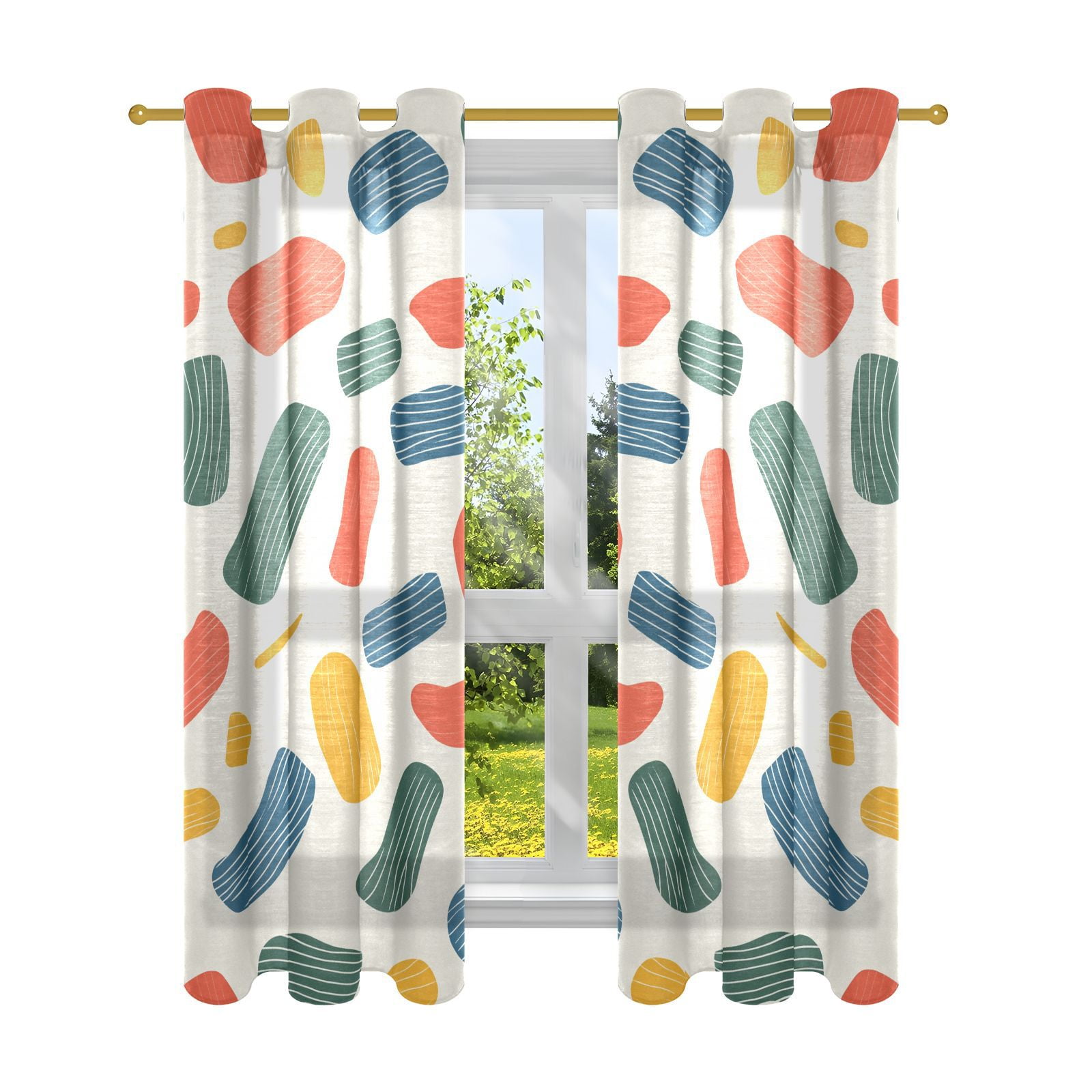 Window Curtain Panels Cotton Linen Decorative Curtains - Symmetrical ...