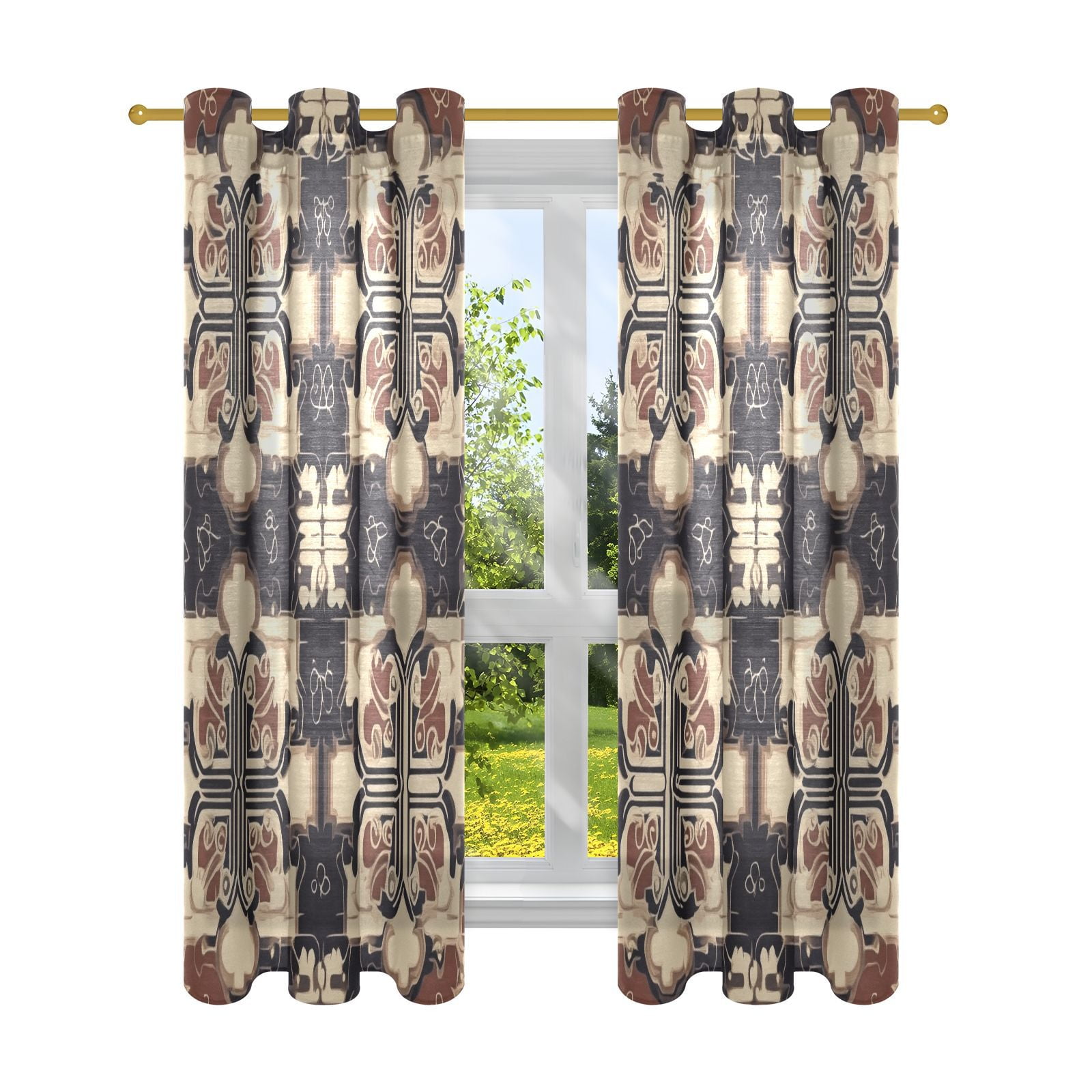 Window Curtain Panels Cotton Linen Decorative Curtains - Symmetrical ...