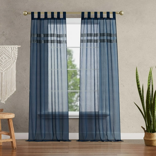 Window Curtain Panels with Tiebacks by Jessica Simpson, Sheer Faux ...