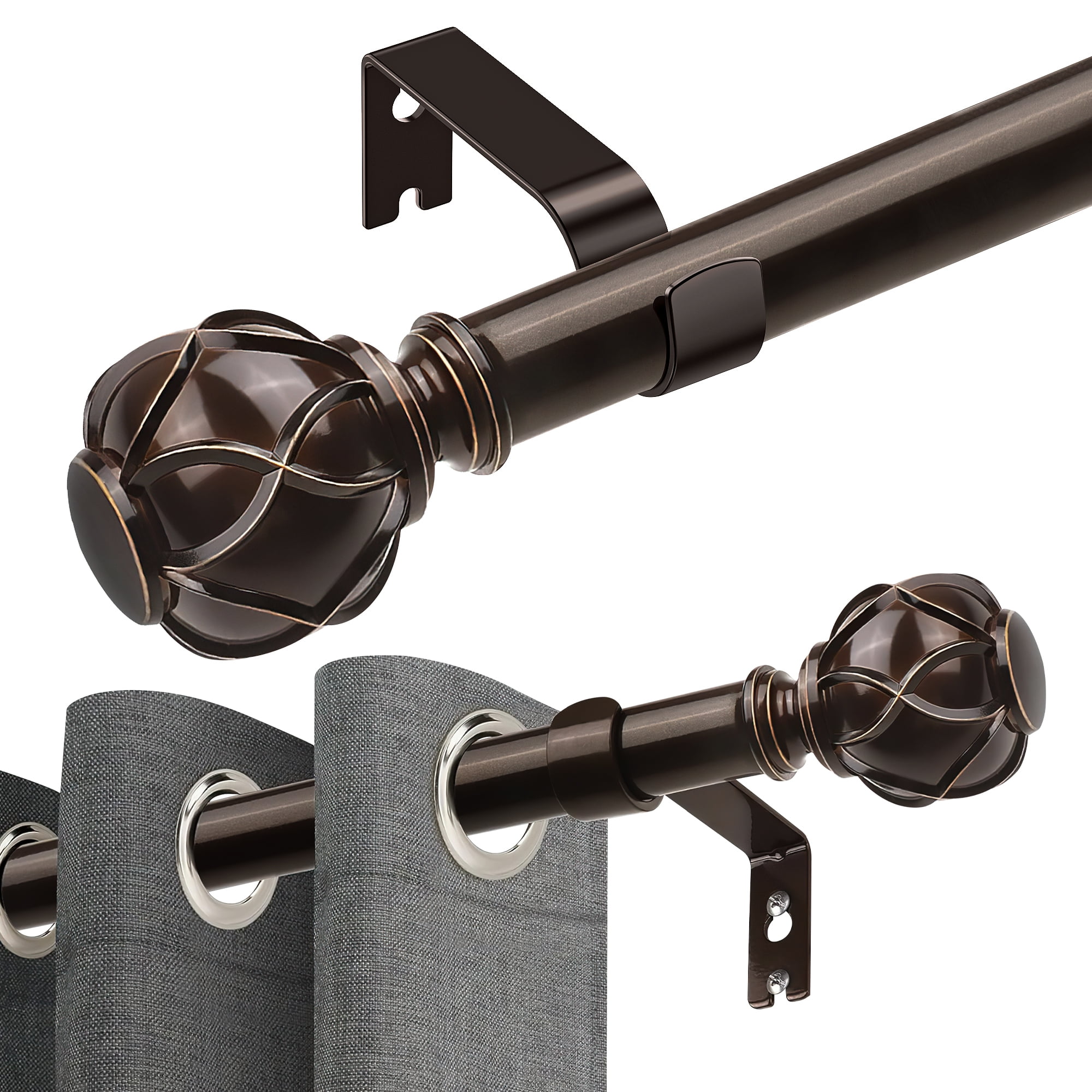 Window Curtain Rods for 66 to 120 Inches Adjustable Long Heavy Duty ...