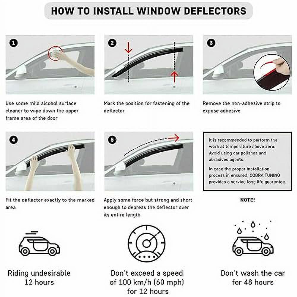 Window Deflector Dark Smoke Fit for 2007 2008 2009 2010 2011 2012 2013 ...