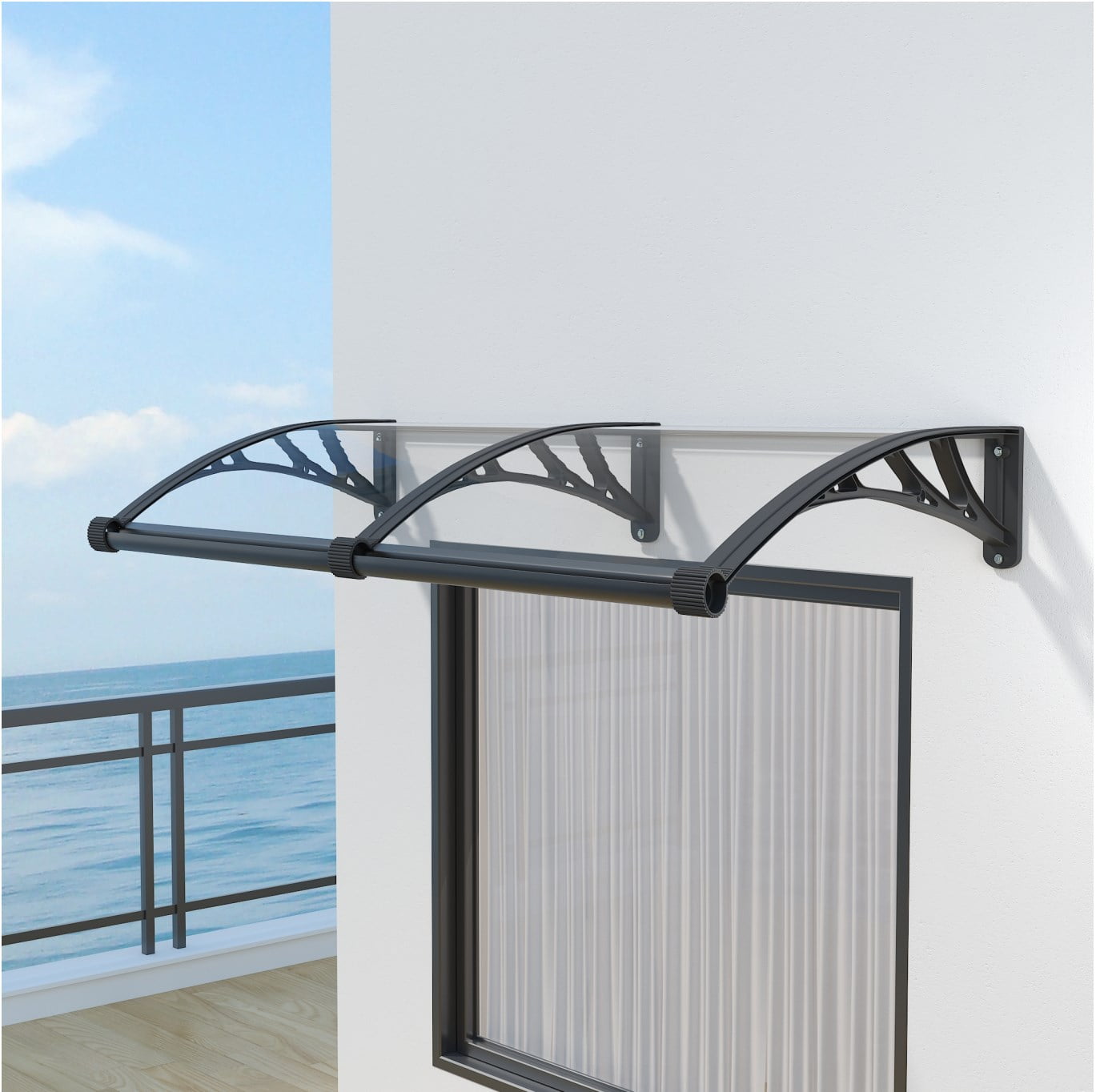 Window Door Awning Canopy with Large Sink, Polycarbonate Window Awnings ...