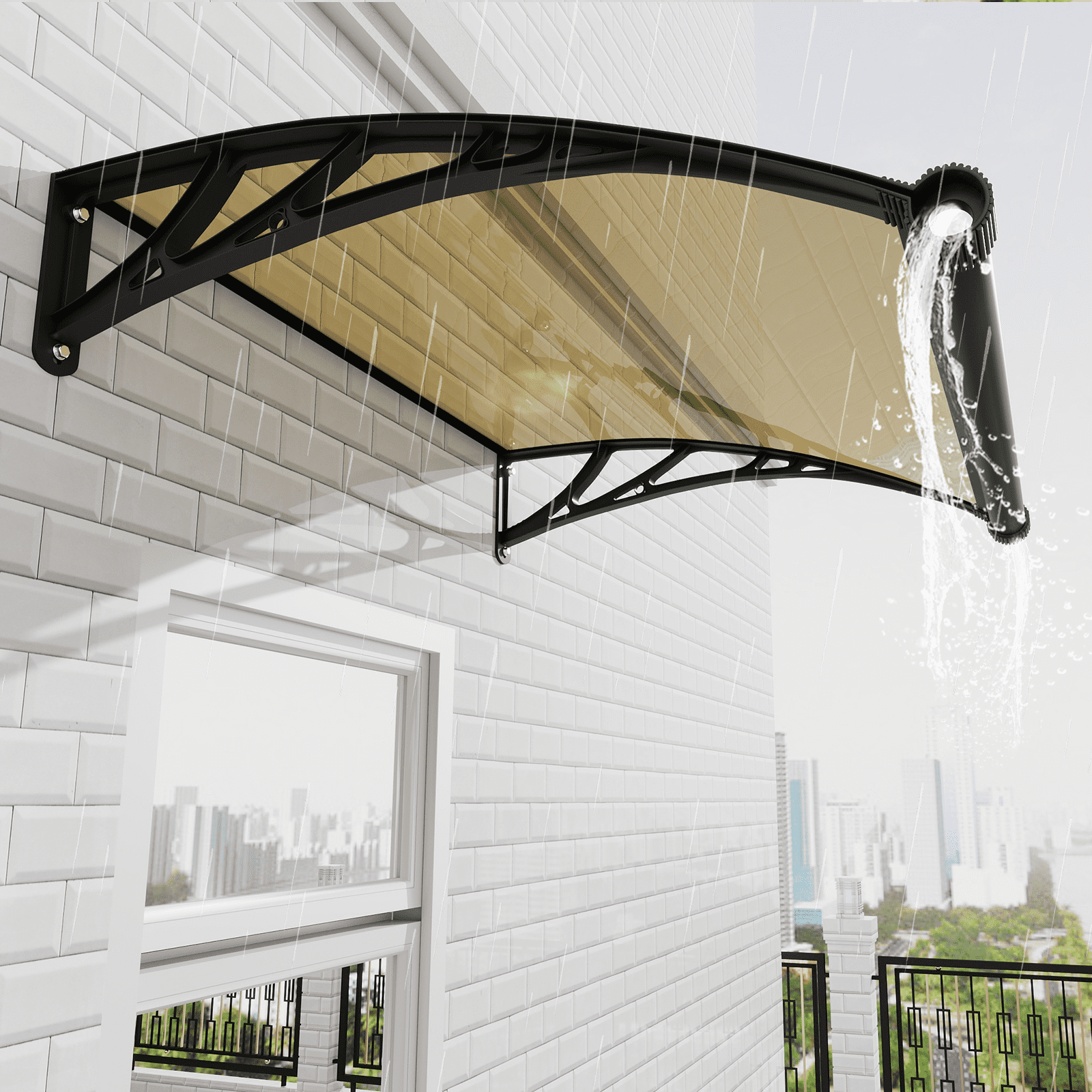 Window Door Awning Canopy with Large Sink, Polycarbonate Window Awnings ...