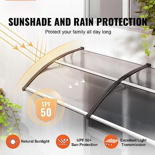 Window Door Canopy 40" x 40", UPF 50+ Polycarbonate for Door Canopy ...