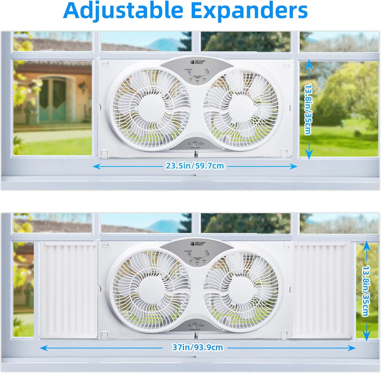 Window Fan Reversible Airflow, 9" Dual Window Fan with 3-Speed 3 Modes ...