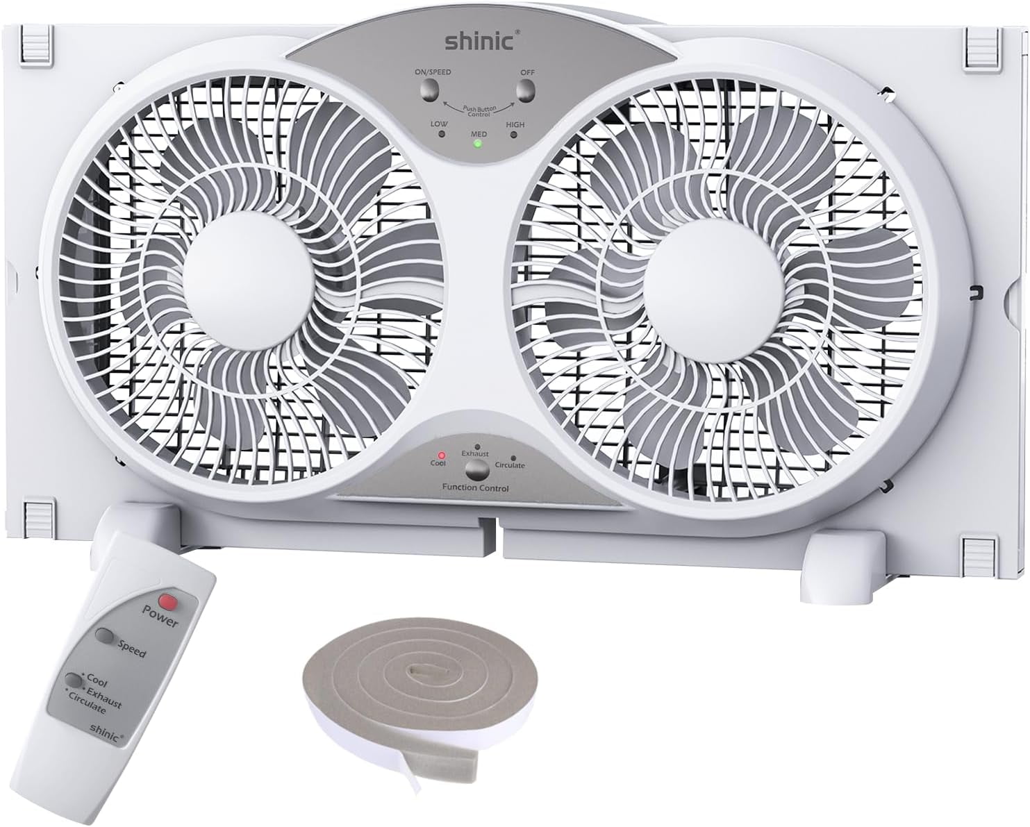 Window Fan with Reversible Airflow Quiet, Twin 9" Blades, Full Remote ...