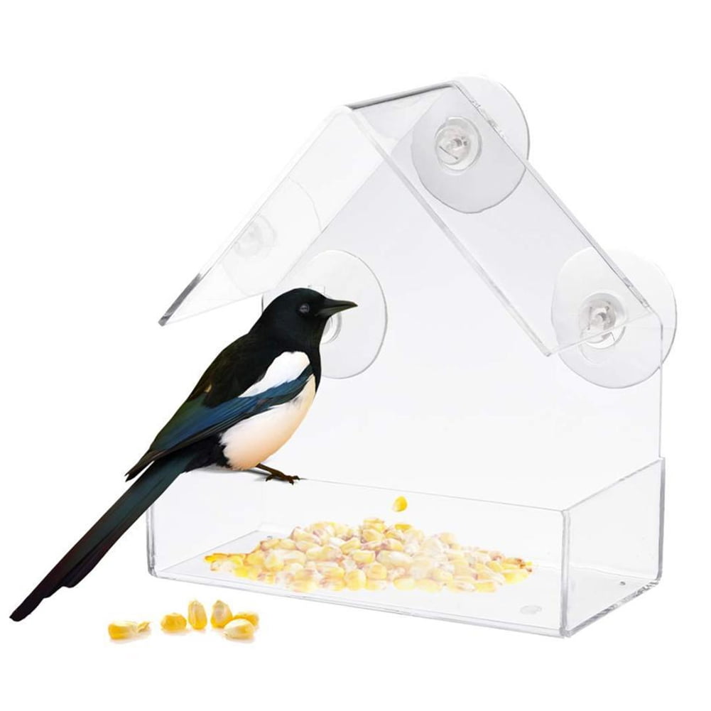 Window Feeder Bird House Outside Removable Sliding Tray with Drain Hole ...