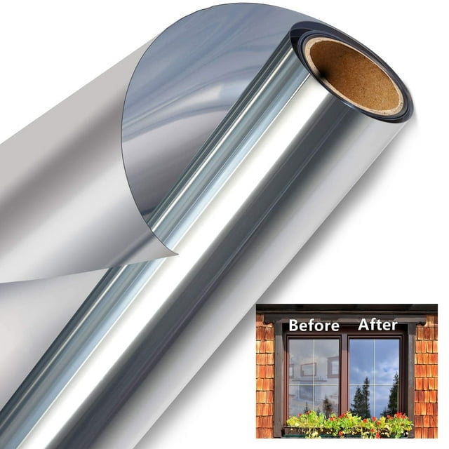 Window Film One Way Mirror Film Daytime Privacy Static Non-Adhesive Decorative Heat Control Anti ...