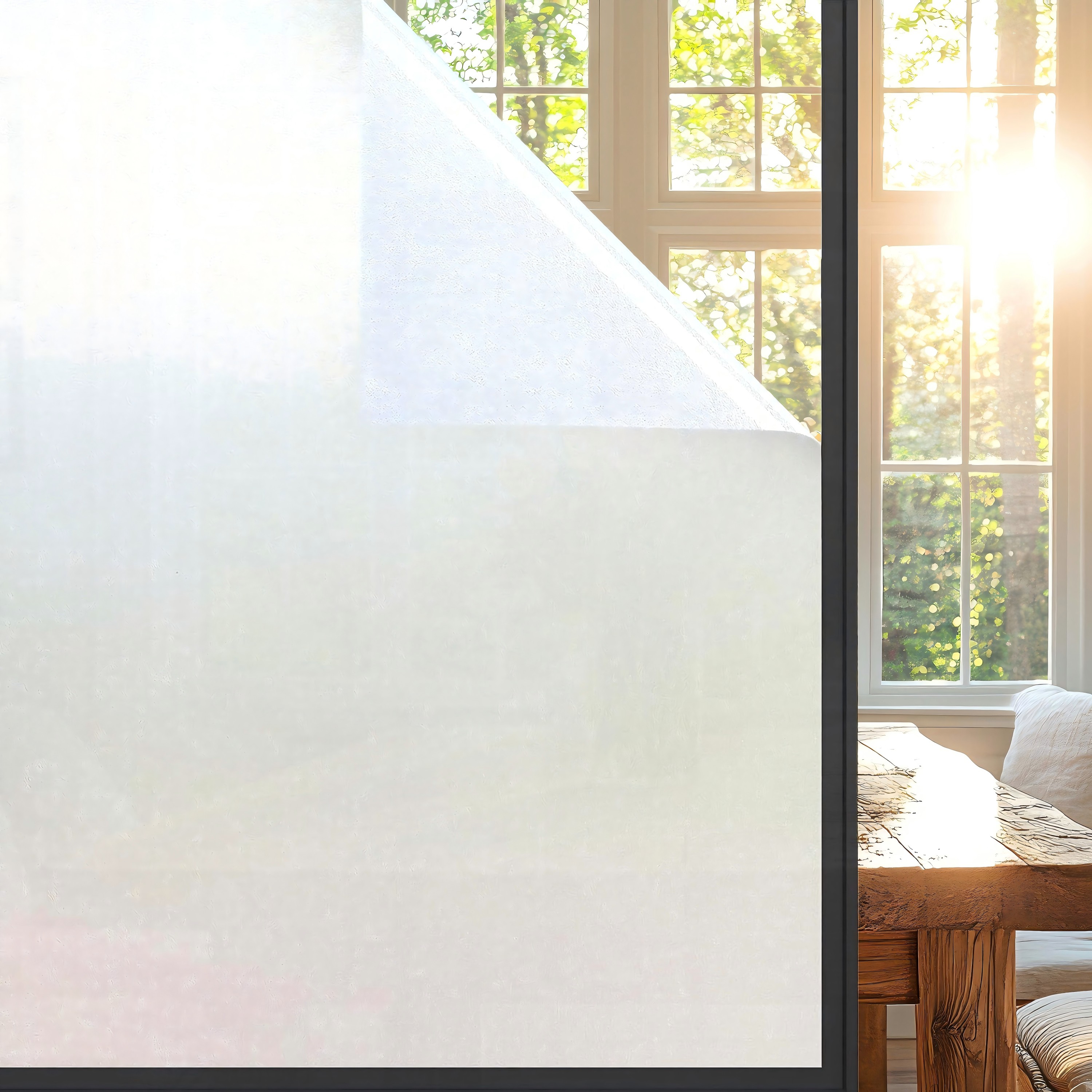 HIDBEA 23.6 in x 78 in Frosted Privacy Window Film, Vinyl, Transparent ...